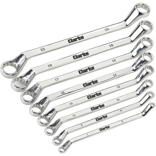 Clarke CHT807 8 Piece Deep Offset Ring Spanner Set - Clarke Tools